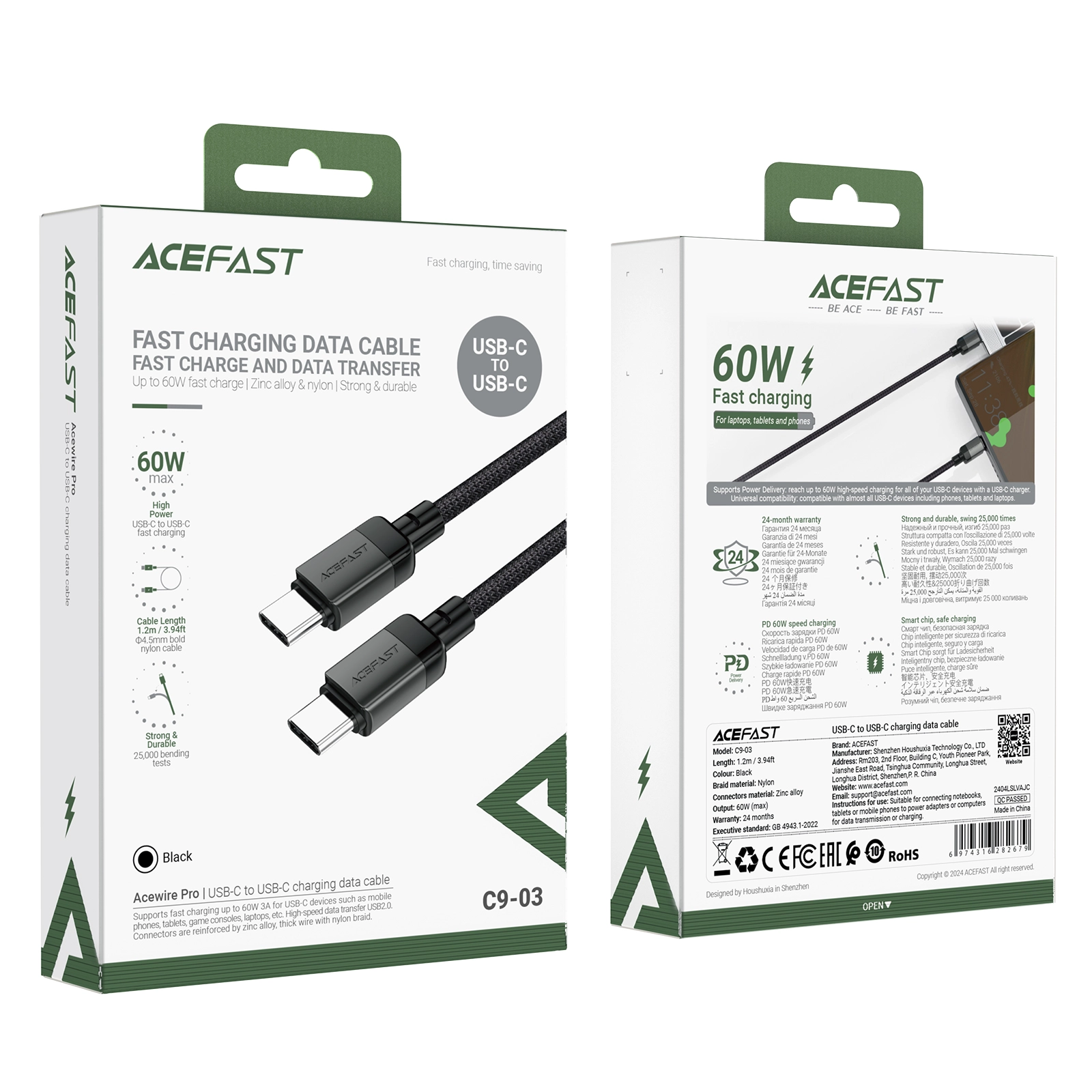 ACEFAST C9-03 Câble de données de charge USB-C vers USB-C - Accesso